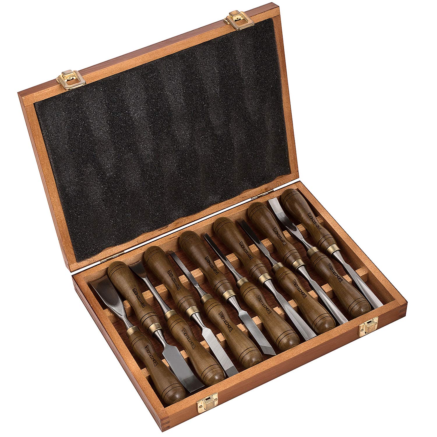 IMOTECHOM 12-Pieces Woodworking Wood Carving Tools Chisel Set with Wooden Box, Razor Sharp CR-V 60 Steel Blades
