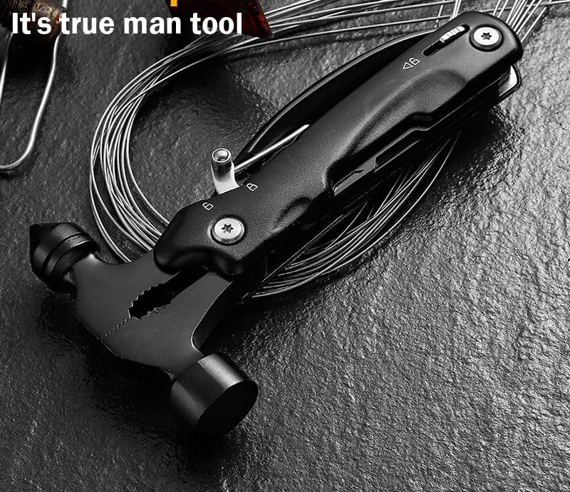 Hammer Multitool with Knife Saw, Wire Cutter, Pliers, Sheath for Fishing, Camping and Survival