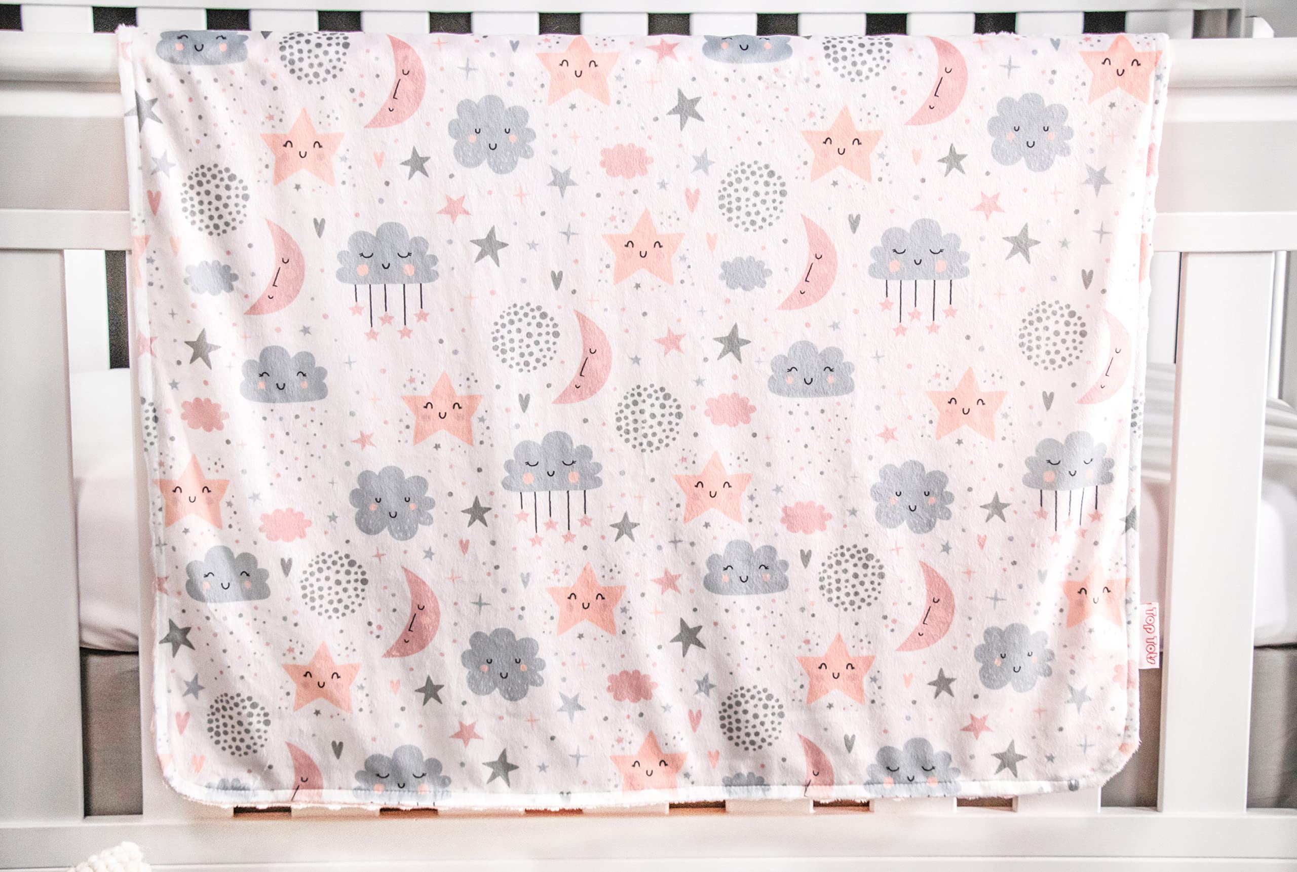 Top Tots Deluxe Minky Baby Blanket - Cloud Bears, 40 x 29 Inch White