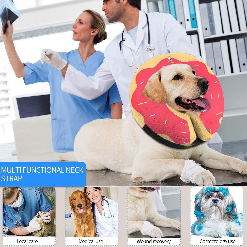 Inflatable Dog Cone Collar β Soft, Comfortable & Adjustable for Small Medium Large Dogs & Cats, Anti-Lick Recovery Donut E-Collar for After Surgery (Pink Donut, XS)
