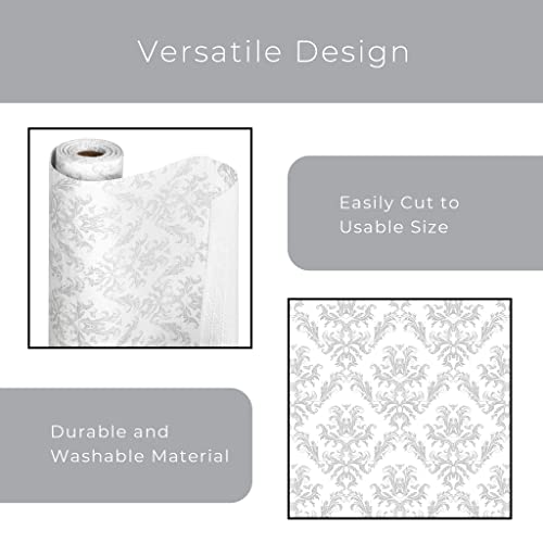 Smart Design Bonded Grip Shelf Liner - 12 Inch x 60 Feet Total (Set of 6 Rolls) - Non Adhesive, Strong Grip Bottom, Easy Clean Kitchen Drawer, Cabinet, Cupboard Dresser Cover - Fleur Gris