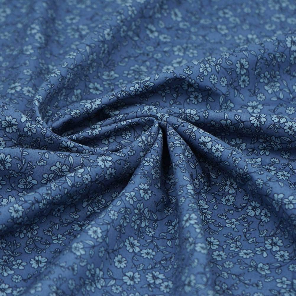 MasterFAB Cotton Fabric by The Yard for Sewing DIY Crafting Fashion Design Printed Floral Washable Cloth Bundles Voile;Full Width cuttable39 x 55inches (100x140cm) (Gray-Blue Spring Flowers)