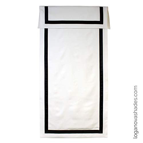 LOGANOVA Faux Linen Roman Shades With Valance For Large & Small Windows, and French Doors. Custom Made. Optional Blackout Lining Blocks 99.9% Of Light. Cordless Motorized Or Chain Mechanism.