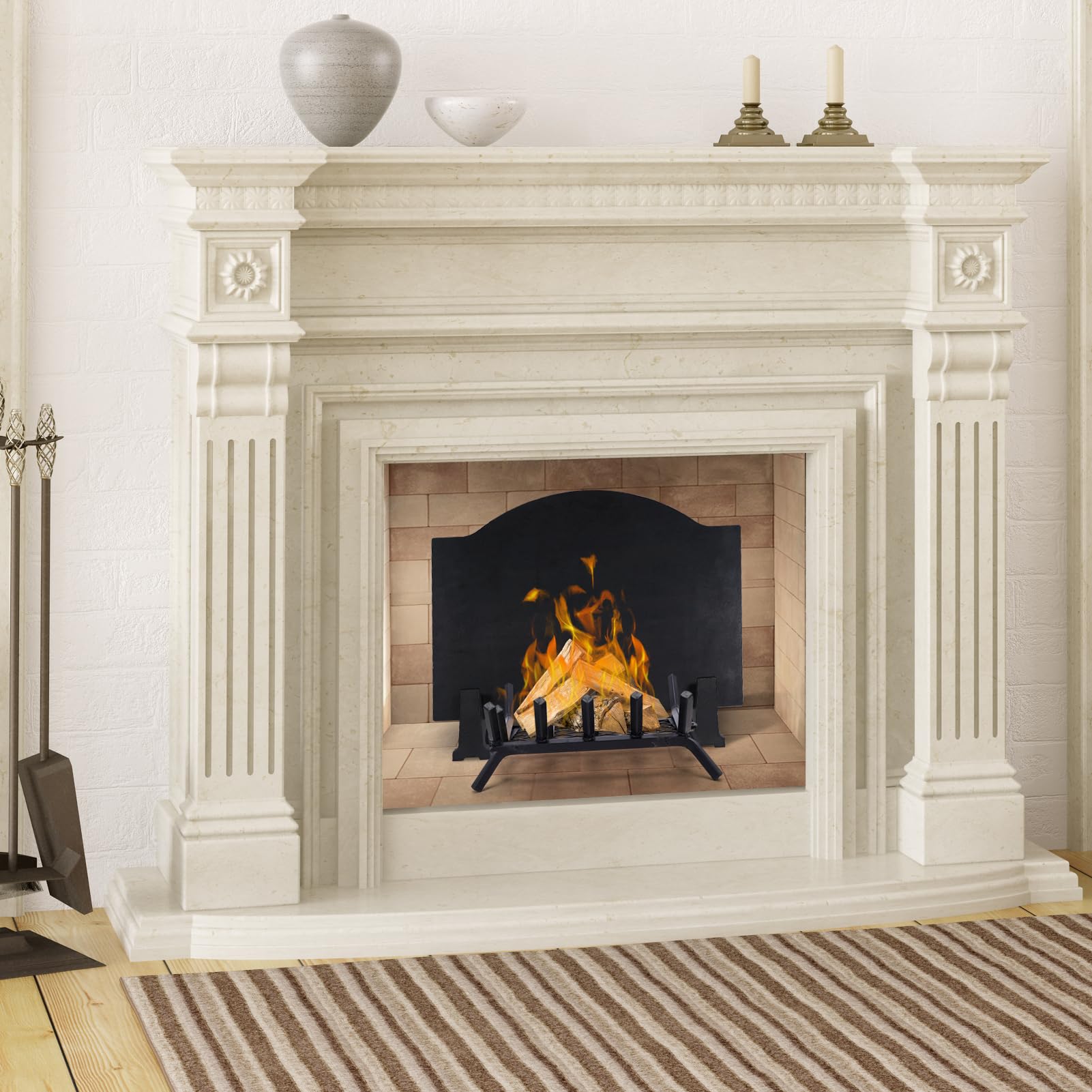 INNO STAGE Cast Iron Fireback Feet - Durable Fireplace Fireback Support for All Firebacks | Heavy-Duty Cast Iron Fireplace Feet, 1 Pair