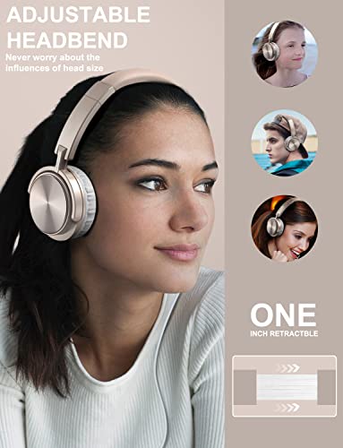 Nasuque Headphones with Microphone, Foldable Wired Headphones with Deep bass, Adjustable Headband and Noise Isolation for Smartphone Computer Laptop Chromebook MP3/4, (Gold)