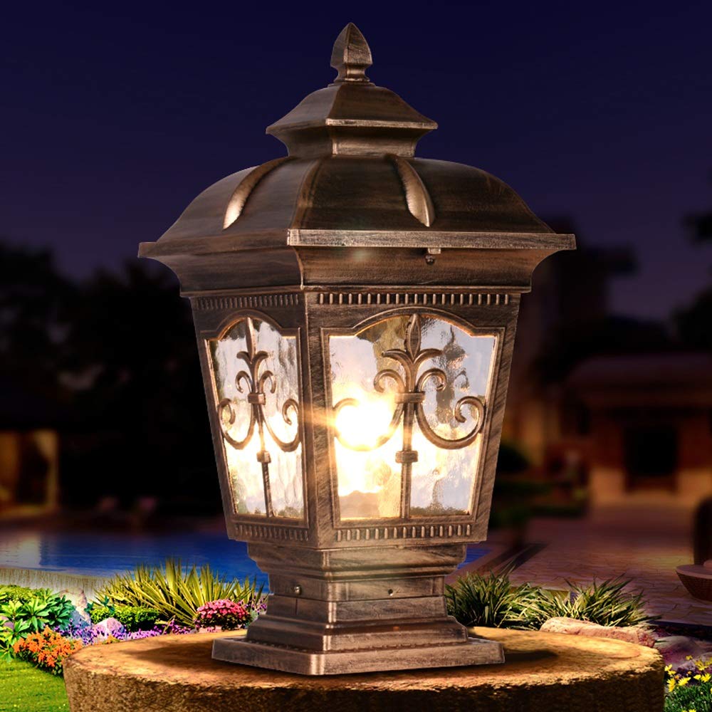 Waterproof E27 Electric Column Landscape Light European Waterproof Outdoor Stigma Lamps 110V 220V Modern Decoration IP65 Rainproof Anti-Rust Pillar Lamp Pole Lights for Garden Fence Park Courtyard