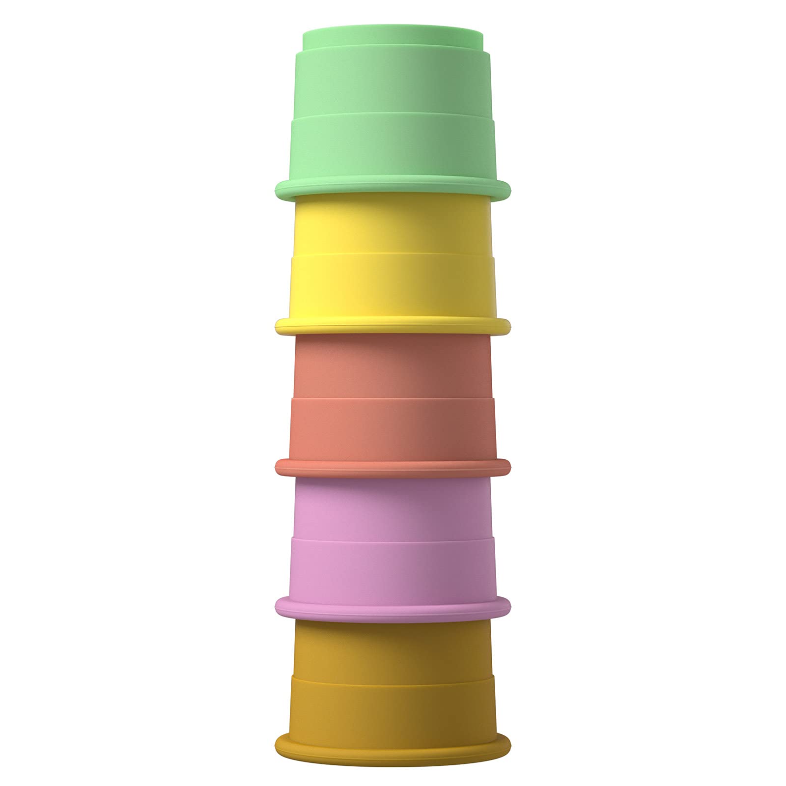 TYRY.HU Soft Silicone Stacking Cups Toy, 5 PCS Montessori Toys for 10+ Months Toddlers, Building Toys Nesting Cups Toys for Educational Develop Learning, Bathing Toy with Fruit Pattern, Colorful