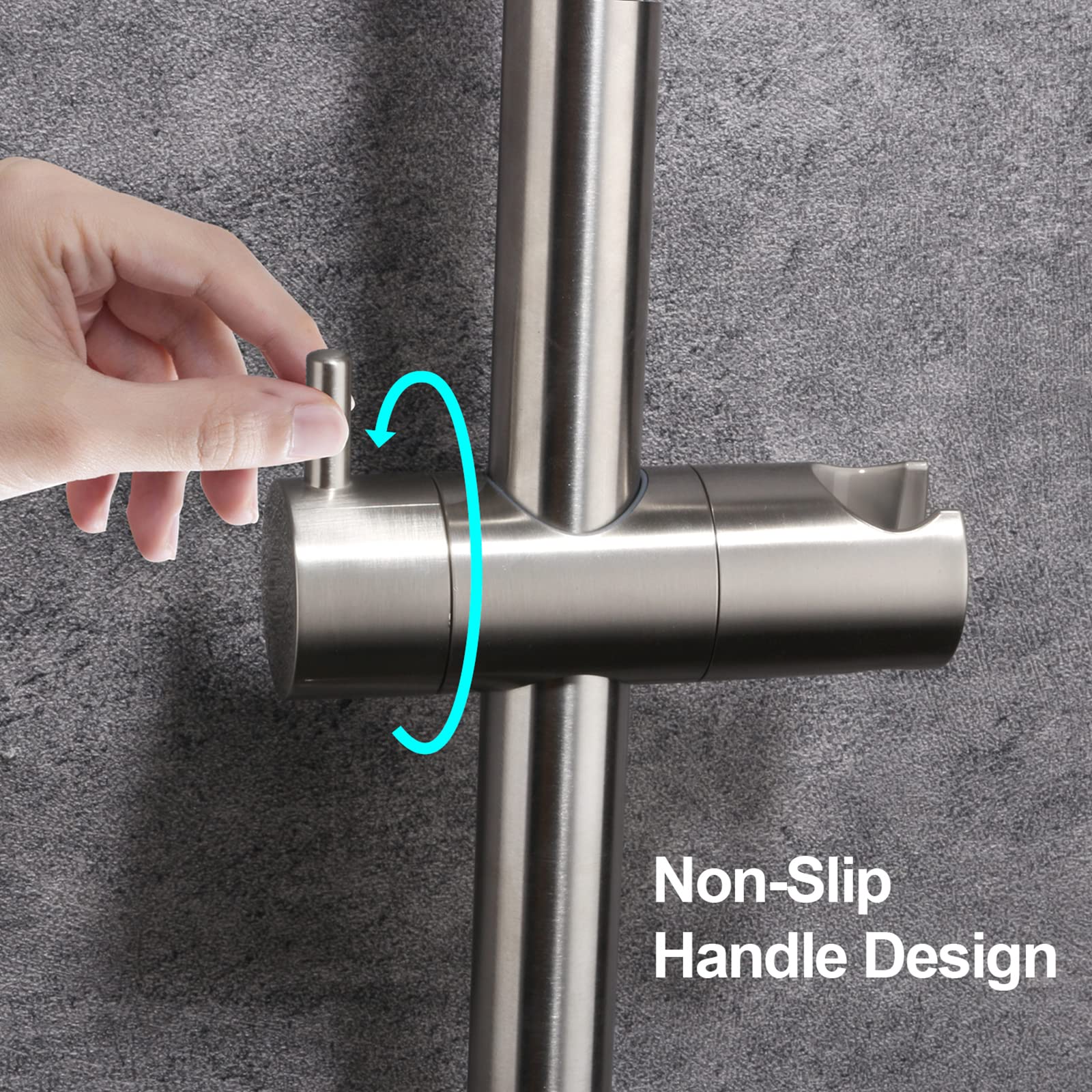 HAMOLER 24 Inch Shower Slide Bar with Adjustable Shower Holder Stainless Steel Wall Mount Sliding Bar, Brushed Nickel
