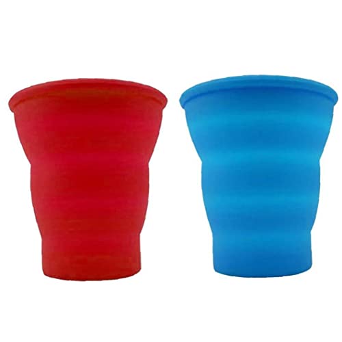 TOSSPER 2 Pcs Silicone Collapsible Travel Cup, Portable Silicone Folding Camping Cup, Expandable Drinking Cup Outdoor Camping Drinkware Tools