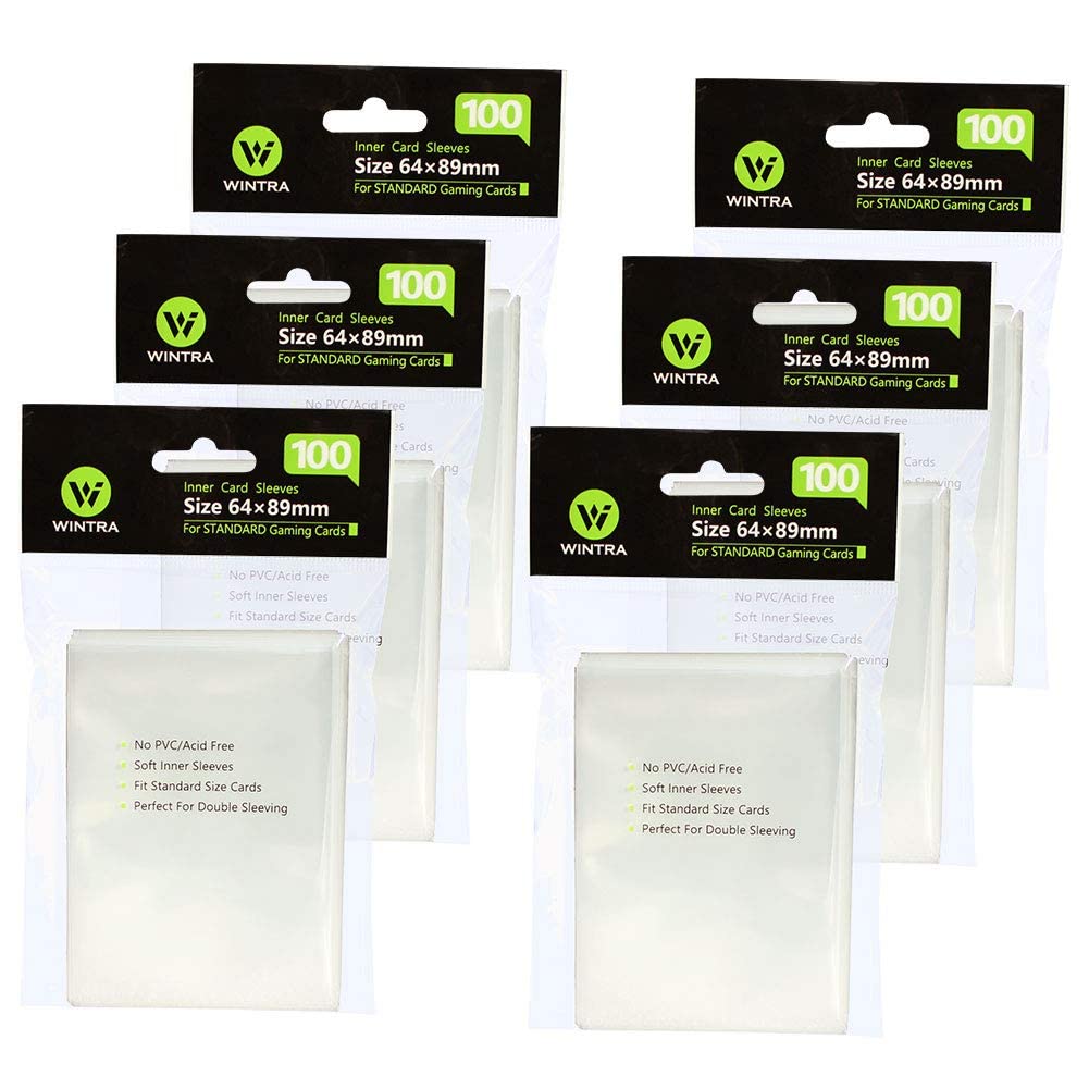 WINTRA 600 Count Precise -Fit 64 x 89 mm Clear Inner Card Sleeves, Transparent Soft Card Protectors for Standard Size Cards, Perfect for Double Sleeving