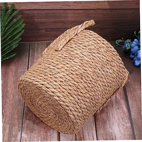 LABRIMP Rectangle Vase Storage Basket Straw Potted Plant Basket Linen Flowerpot To Weave Potted Plant Woven Toy Basket