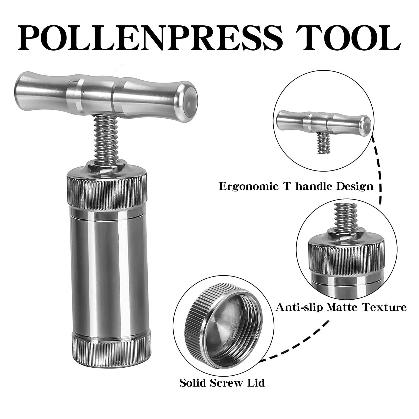Metal Aluminum T Bar Pollen Press, Metal Aluminum T Shaped Compressor Presser, Herb Grinder,Food Powder Compressor, Multi-Functional Compressor For Various Metal Materials (Silver)
