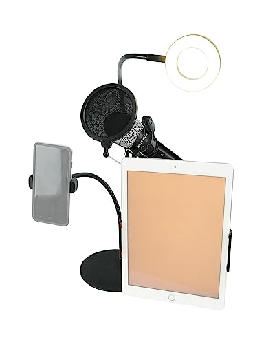 Elite LIVESHOW 4LTM Social Media YouTube Streaming Mic+Selfie Light+Phone+Tablet Holder LIVESHOW4LTM+RMC-XLR Social ROCKGAFFBLACK