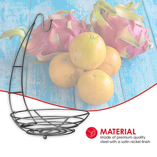 Home Basics Simplicity Open Steel Wire Fruit Bowl with Detachable Banana Hanger (1), 11.75 x 11 x 14.75