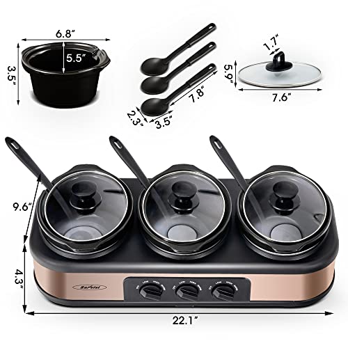 Slow Cooker, Dual and Triple Slow Cooker Buffet Server Multiple Pot Food Warmer, Slow Cooker Buffet Food Warmer Adjustable Temp Lid Rests Stainless Steel