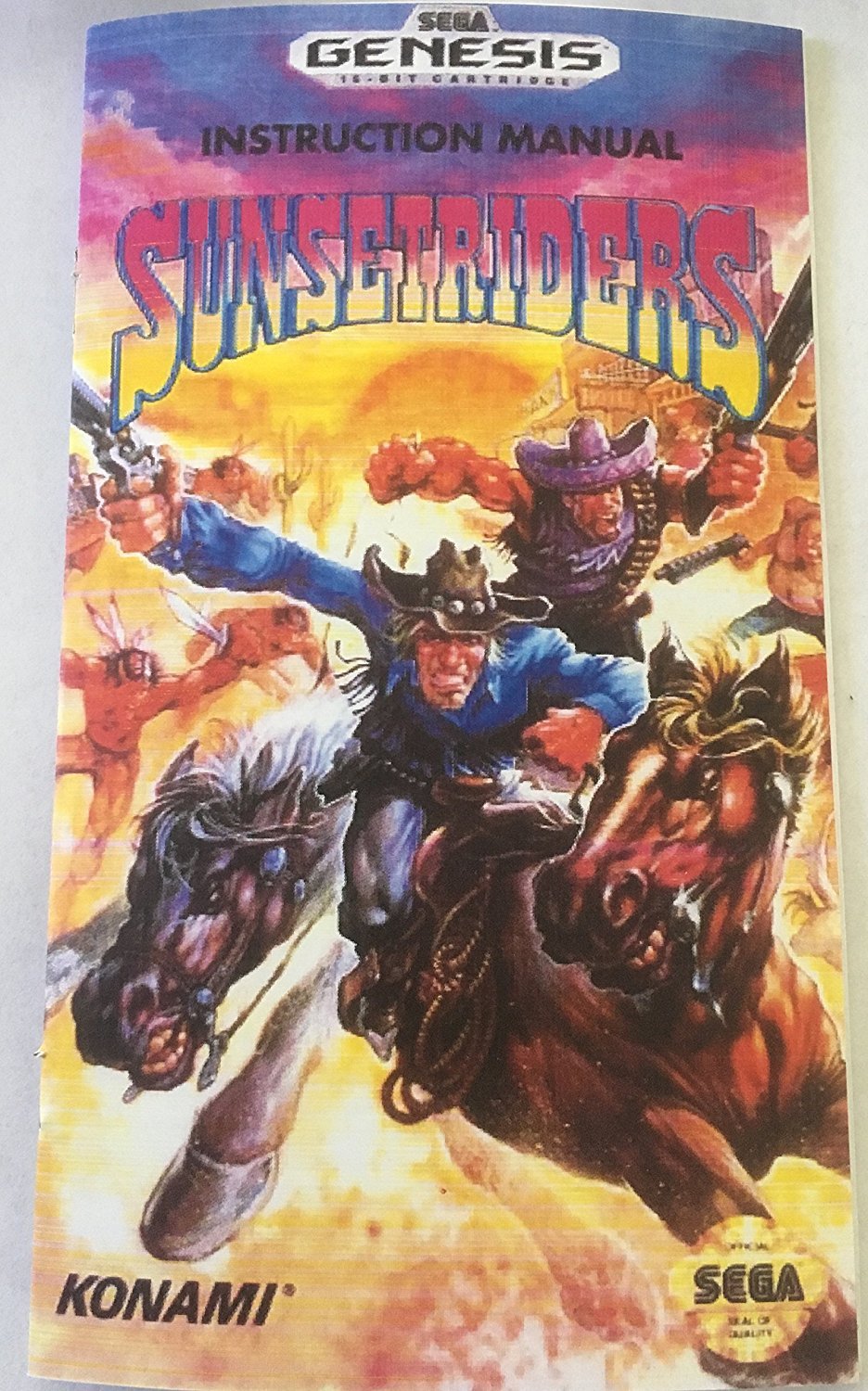 Sunset Riders (Sega Genesis / Megadrive) - Reproduction Cartridge with Clamshell Case and Manual