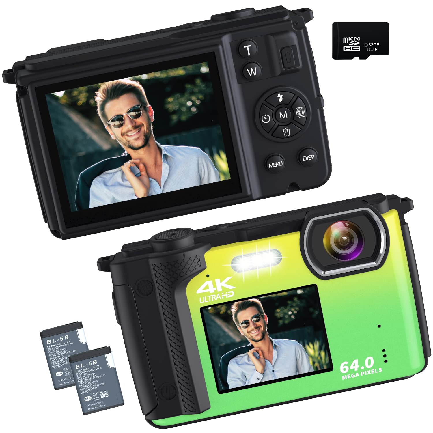 Digital Camera, 1080P Video Camera for Photography and YouTube, 44mp 16x Digital Zoom Camera, Including 32GB SD Card and 2 Batteries