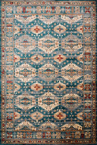 Loloi II Isadora Collection Distressed Persian Area Rug, 2'-0" x 3'-0", Lagoon/Multi