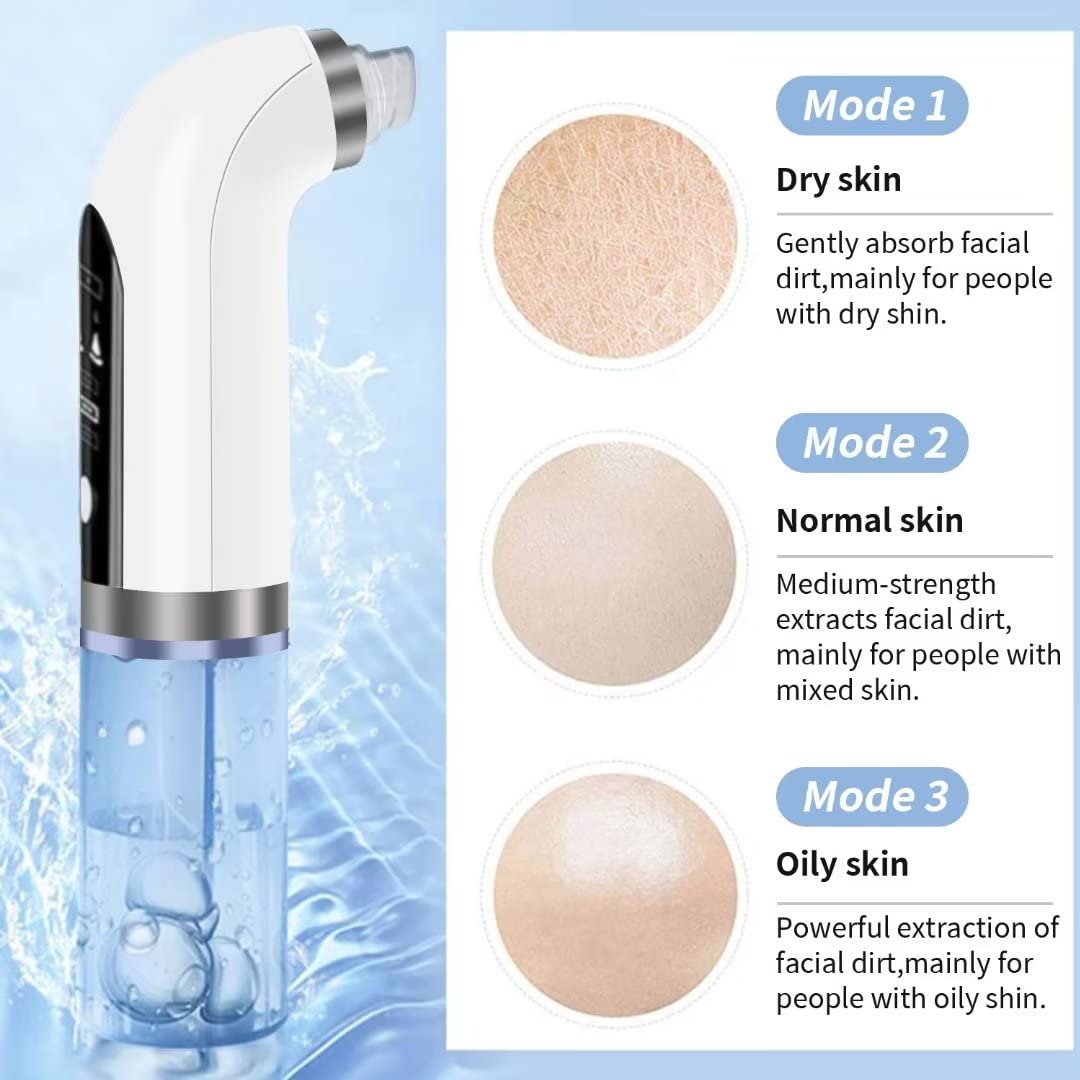 HydroFacial Blackhead Remover Pore Vacuum Micro Bubble Pore Cleansing Machine Pimple Extractor Tools with 6 Suction Heads,3 Gears Adjustable Beauty Device