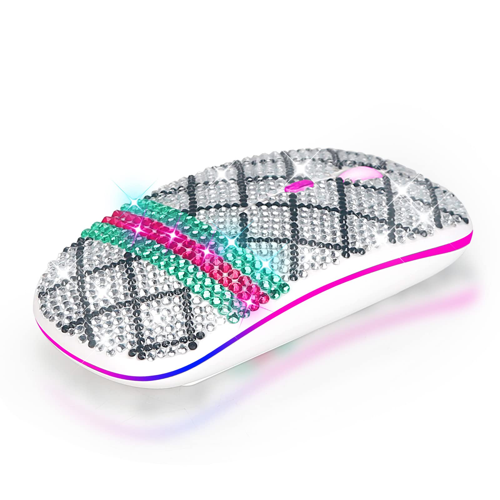 Wireless Mouse,Attoe 2.4GHz Bling Dazzling Ergonomic Portable Girls Mouse Silent 800/1200/1600 DPI USB Optic Mouse Convenient for PC Laptop Notebook Windows