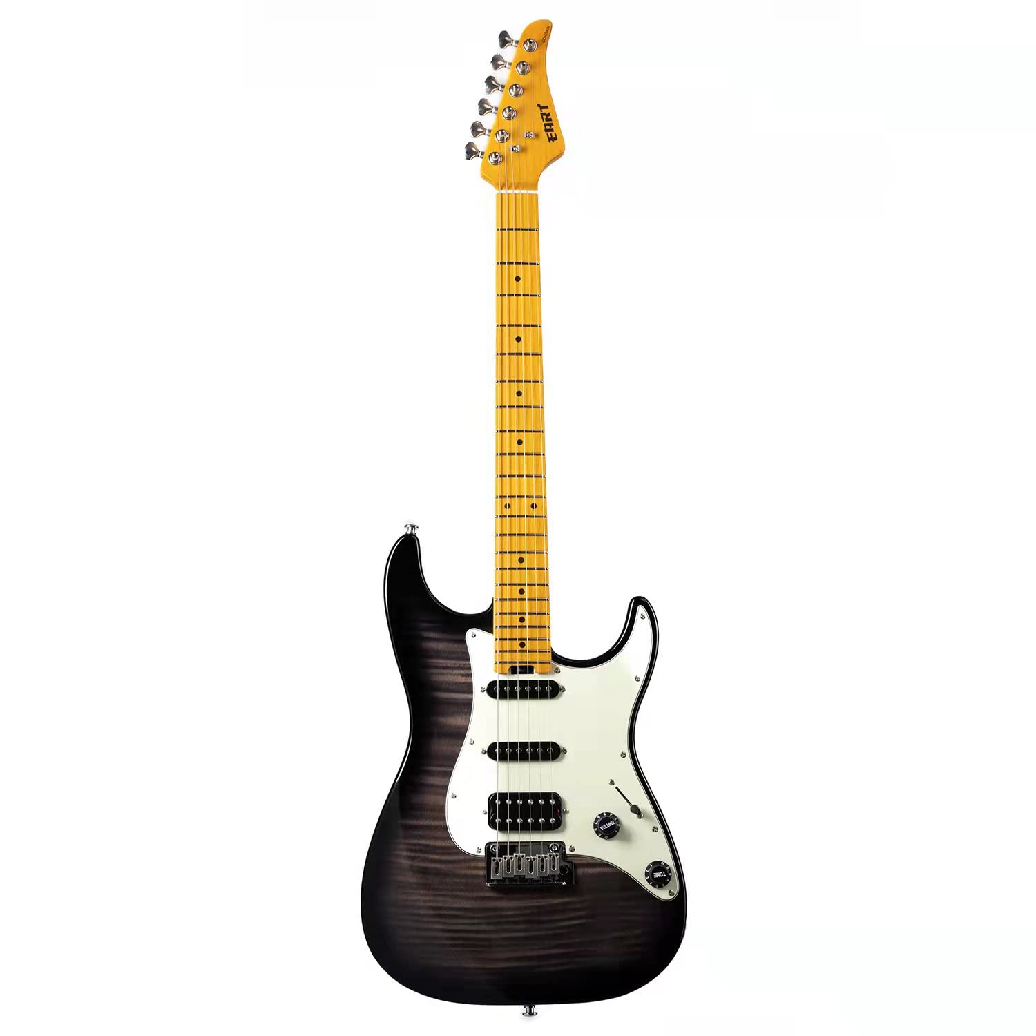EART NK-C3 Electric Guitar with 6 String Maple Fingerboard Solid Body Right Handed, Stainless Steel Frets, Yellow