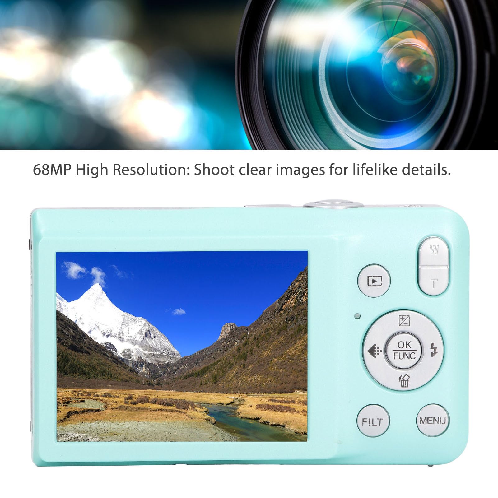 Digital Camera, FHD 8K Digital Camera for Kids Video Camera with 16X Digital Zoom, Compact Point and Shoot Camera, Portable Small Camera for Teens Students Boys Girls Seniors