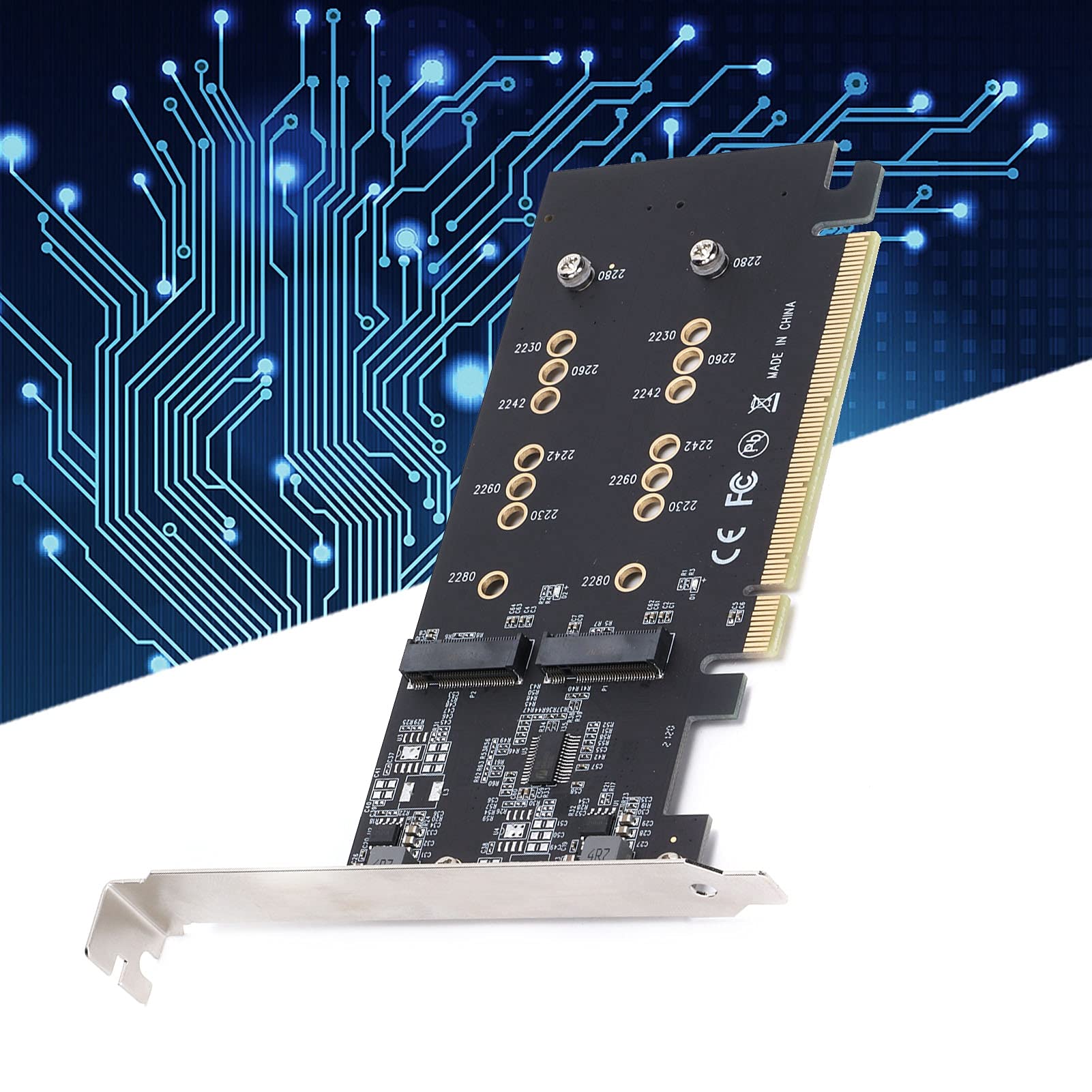 Nvme Pcie Card, Pcie Nvme Adapter NVME Two‑Plate Design 3.0 X16 Great Workmanship Environmentally Durable for Computer for Desktop for Replacement for PC