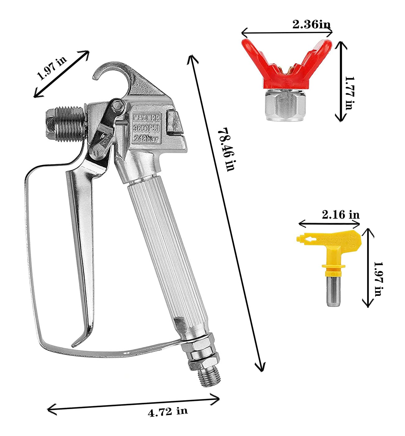 Tpaitlss Airless Paint Spray Gun,Airless Spray Gun with 517 Tip Fit Most airless Paint Sprayer
