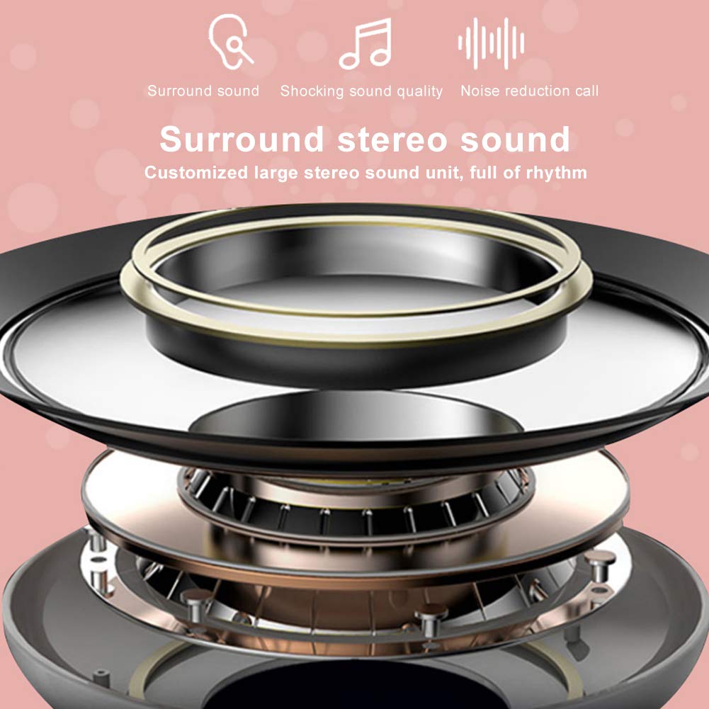 EKDJKK Cat Ear Bluetooth Headphones Foldable Wireless LED Light Up Foldable Headphones HiFi 3.5MM Noise Reduction Headphones Computer Gaming Headset with Microphone and Volume Control