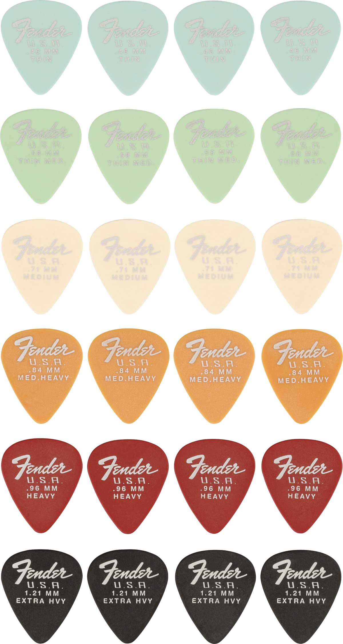 Fender Premium Celluloid 351 Shape Picks, Medium, Red-White-Black Moto - 36 Pack