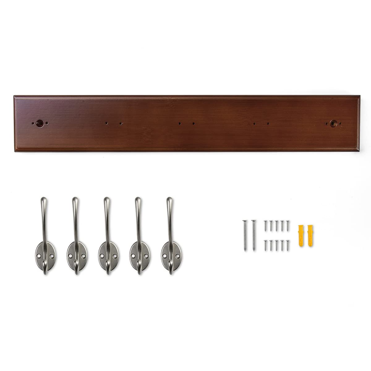 JYL HOME Wall Mount Bamboo Coat Rack, 17 Inch 5 Double Hooks, Pink and Gold
