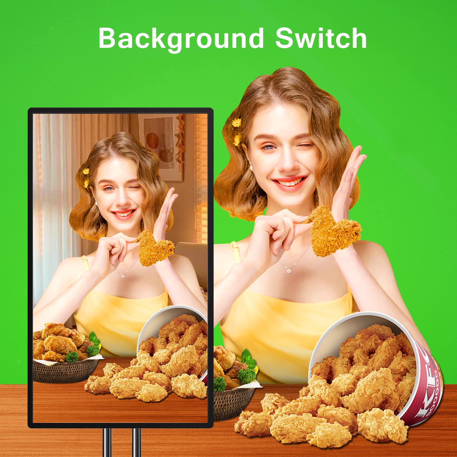 JYXOIHUB Digital Signage Displays 43 Inch Touch HD Screen Interactive Smart Board Movable Type Signage Display AD Media Player for Commercial Restaurant Display and Broadcast(Only Displays Board)