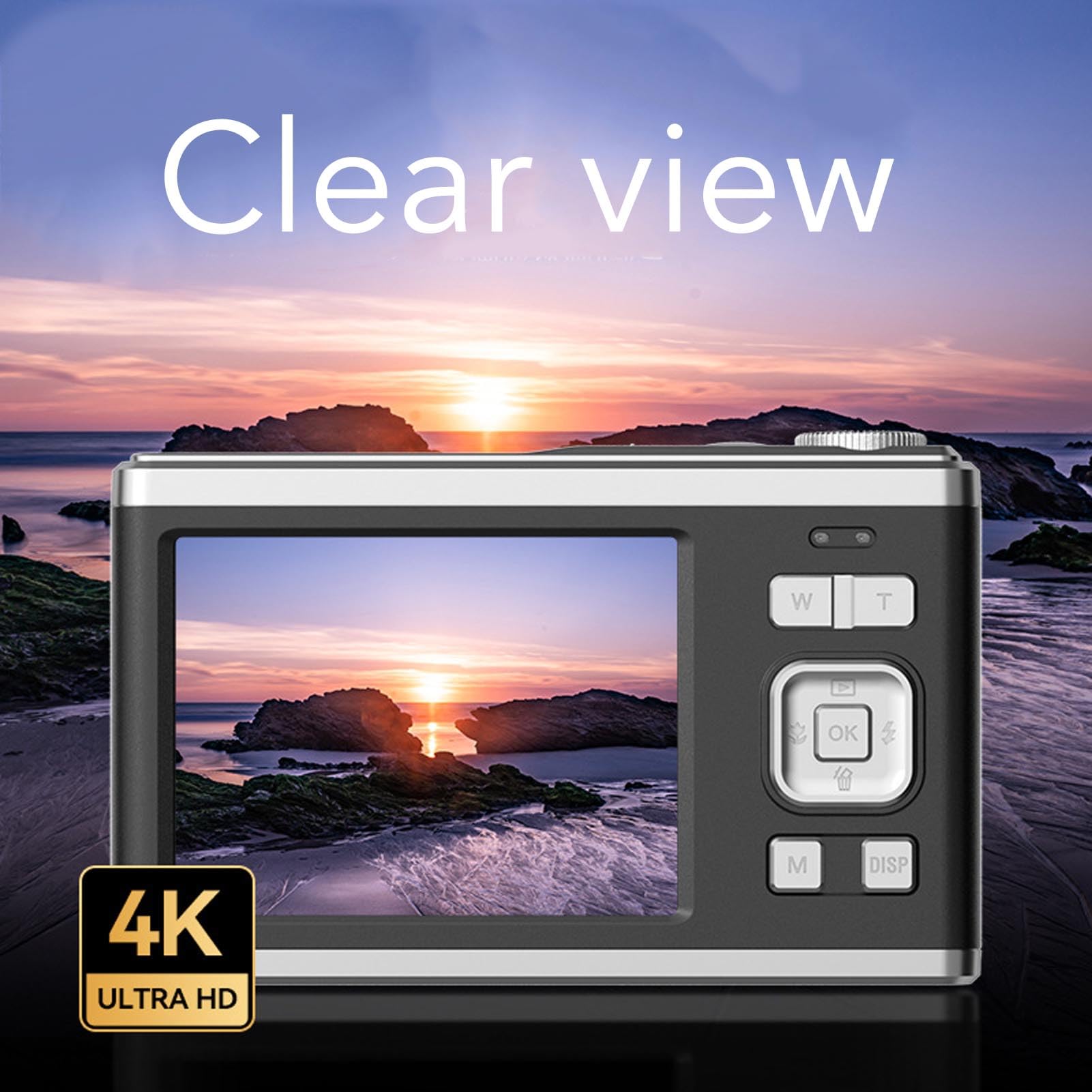 Digital Camera, Retro Digital Camera Dual Screen Front Selfie Screen, Compact Camera Portable with Dual High Definition Cameras, 16X Digital Zoom Auto Focus Camera Built in Flash