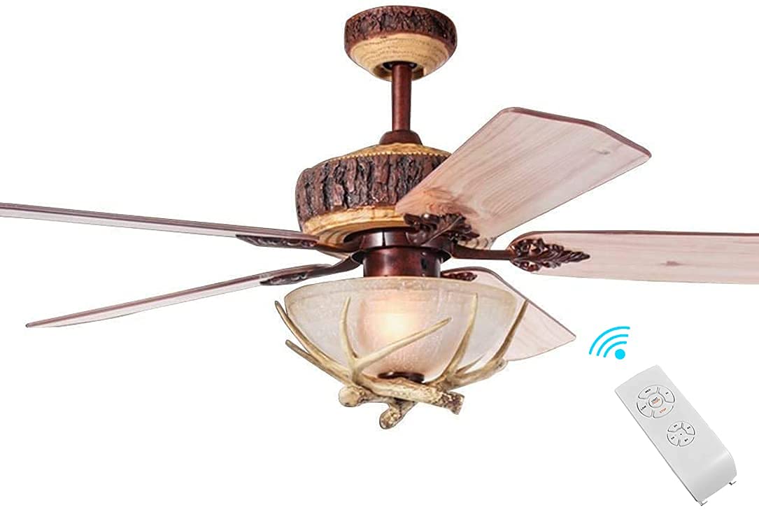 D52inch Antler Chandeliers Fan Light Rustic Ceiling Fan Fandelier Ceiling Fan Chandelier Ceiling Fan cieling fan With remote control flush mount ceiling fan