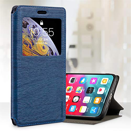 Shantime for Infinix Note 30 5G Case, Wood Grain Leather Case with Card Holder and Window, Magnetic Flip Cover for Infinix Note 30 5G (6.78β) Blue