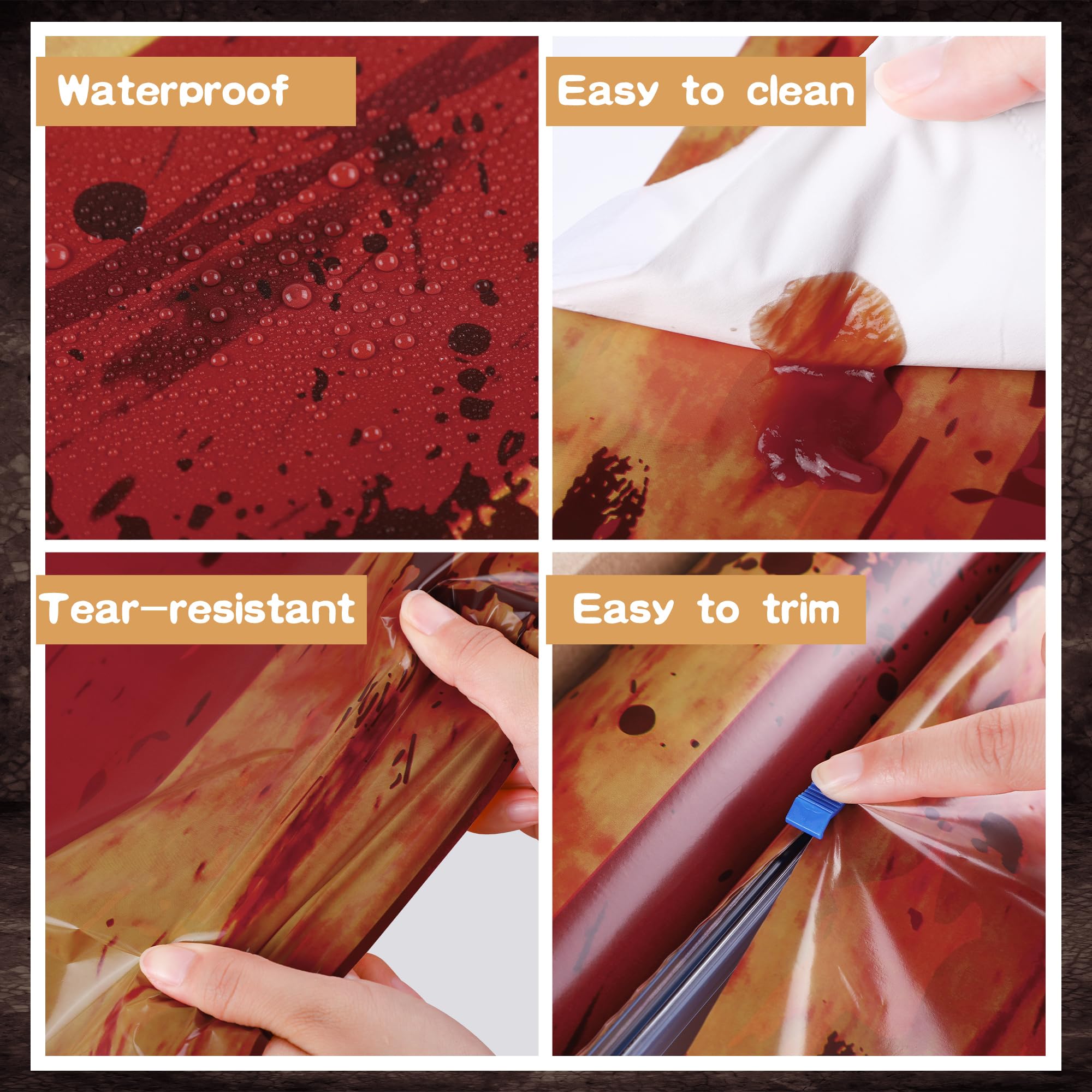 HOBBY HORSE 100 Ft x 54 Inch Creepy Carnival Tablecloth Roll with Cutter Box Terrible Halloween Bloody Circus Tent Backdrop Cut to Size Table Cover for Clown Room Wall Decorations for Halloween Circus
