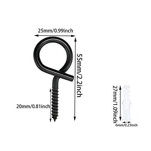 ITROLLE 20Pcs 304 Stainless Steel Christmas Lights Hanger Hooks, Easy Release Open Loop with Buckle Design, Black