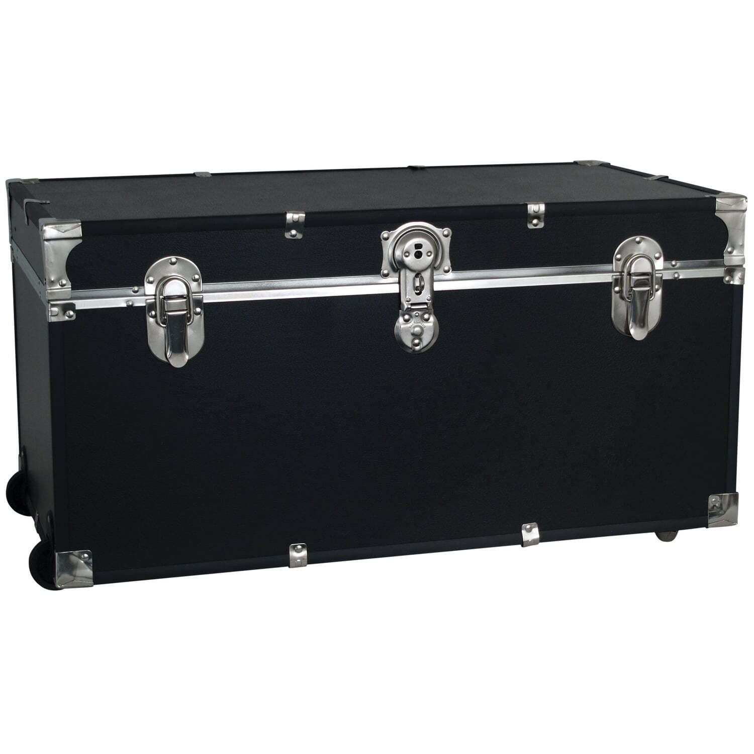 HomeStock Rustic Romance 31" Storage Trunk with Wheels & Lock, Lockable, Latch Closure Type, Black, 31"