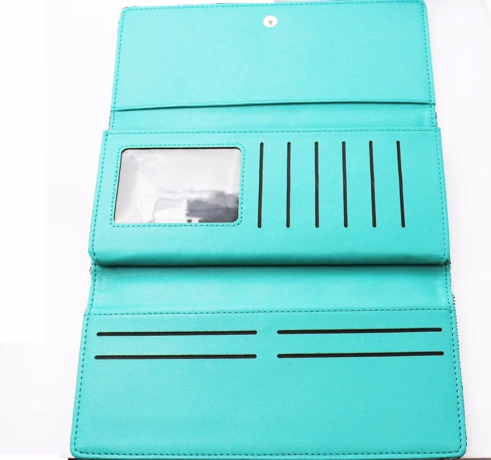 WOMENS BRIDE RACING FABRIC TRIFOLD TEAL WALLET LEATHER GRADATION FEMALE + Bride Key