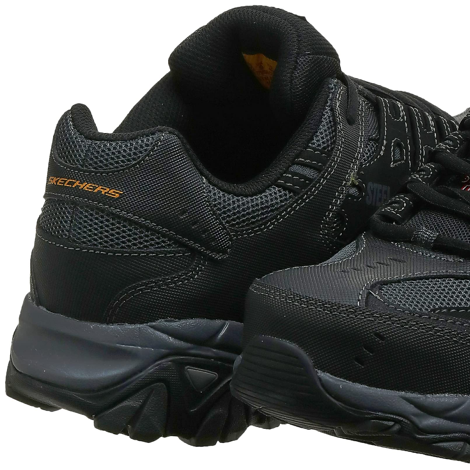 Skechers Men's Cankton Steel Toe Industrial Shoe, Black/Charcoal, 10.5 Wide