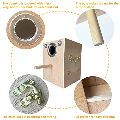kathson Parakeet Nesting Box Wooden Bird Breeding Nest Parrots Mating House Wood Bird Aviary Budgie Cage Accessories for Cockatiel Finch Lovebirds Conure