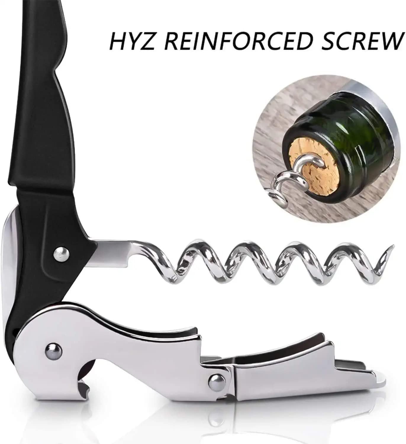 HYZ 4-Pack Wine Opener Waiter Corkscrew, Professional Wine Key for Servers, Bartender with Foil Cutter, Manual Wine Bottle Opener Double Hinged (Dark Green, Rosy, Orange,Blue)