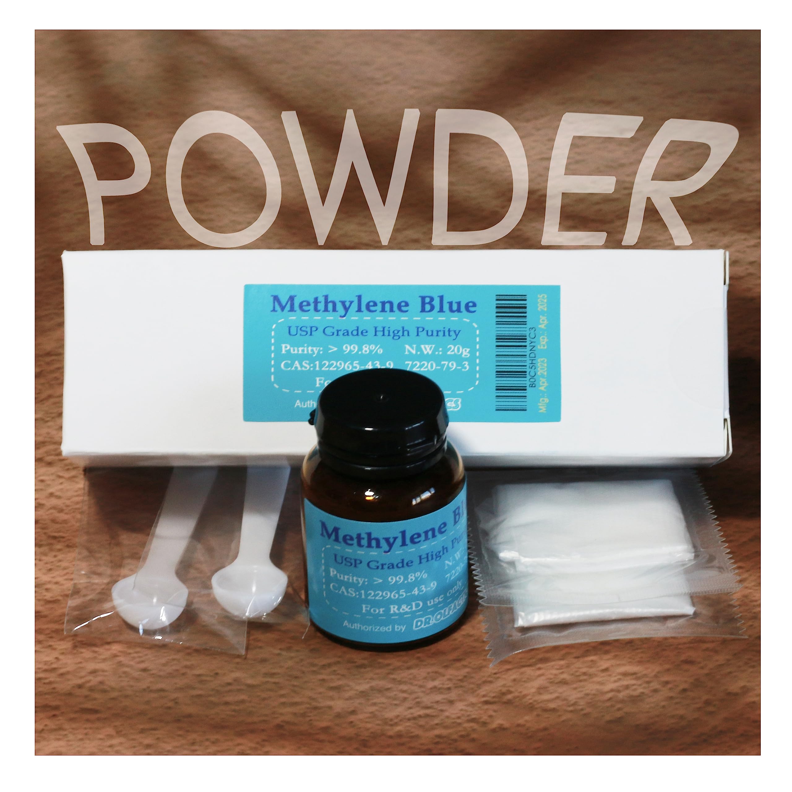 Methylene Blue Powder 20 Grams (USP Grade 99.8+%) - Prepare 2L 1% Solution [Value Pack] （Brand DR.OLFACTICS）