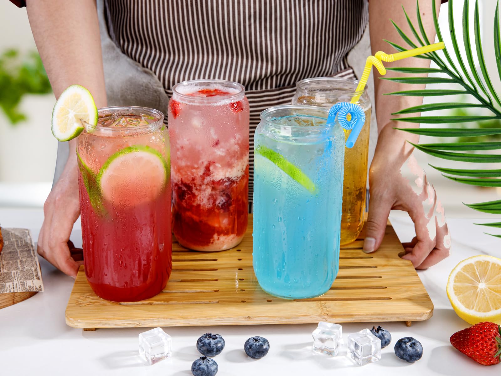 Nervure 20 Pack Can Shaped Plastic Cups - 16oz Plastic Drinking Classic Cups - Beer Can Plastic Cups - Iced Coffee Cute Tumbler Cup Cool Drinking Cups for Smoothie, Boba Tea, Cocktail