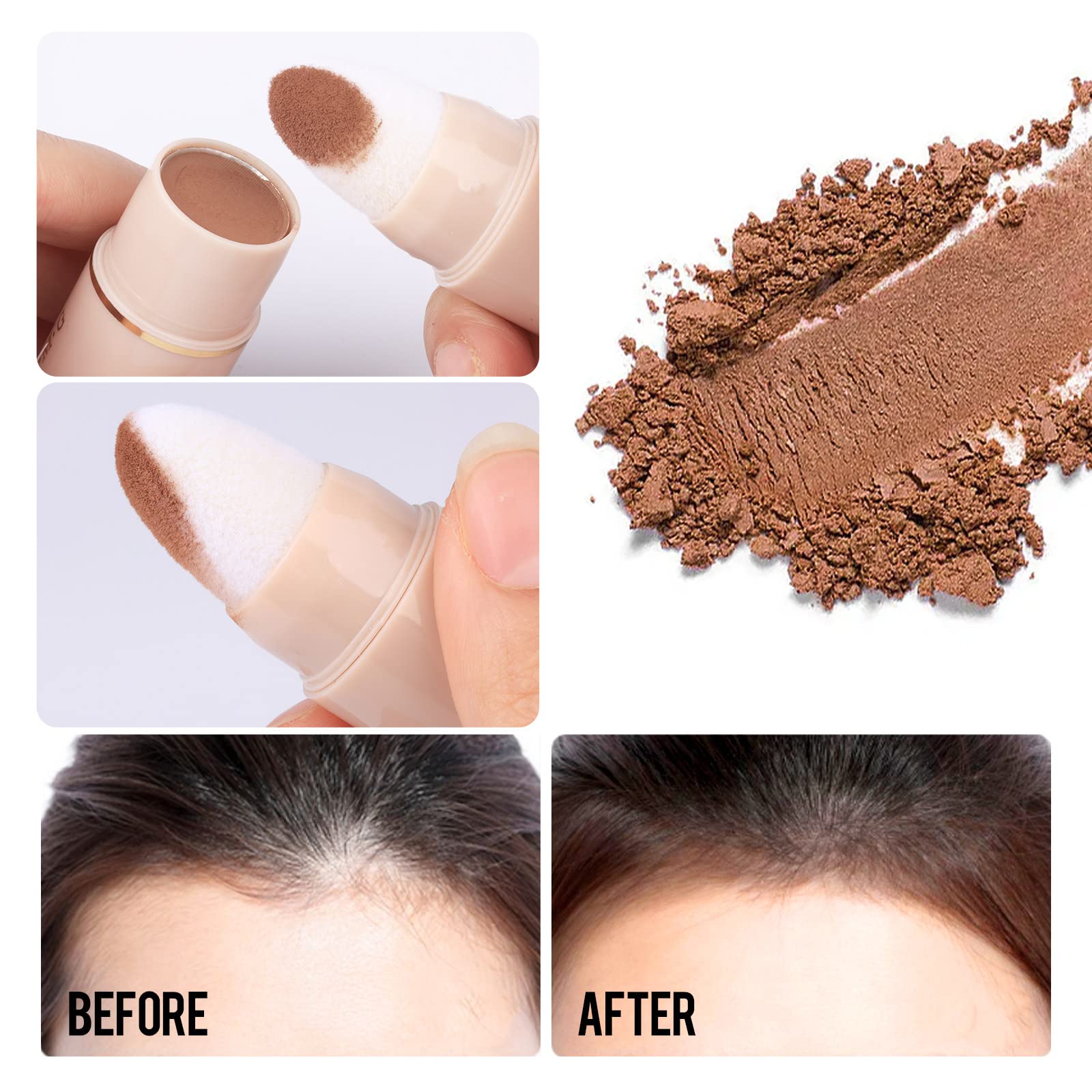 Hairline Powder Stick Hair Root Touch Up Hairline Shadow Instantly Hair Color Shadow Cover Thin Hair Root Concealer(Light Brown)