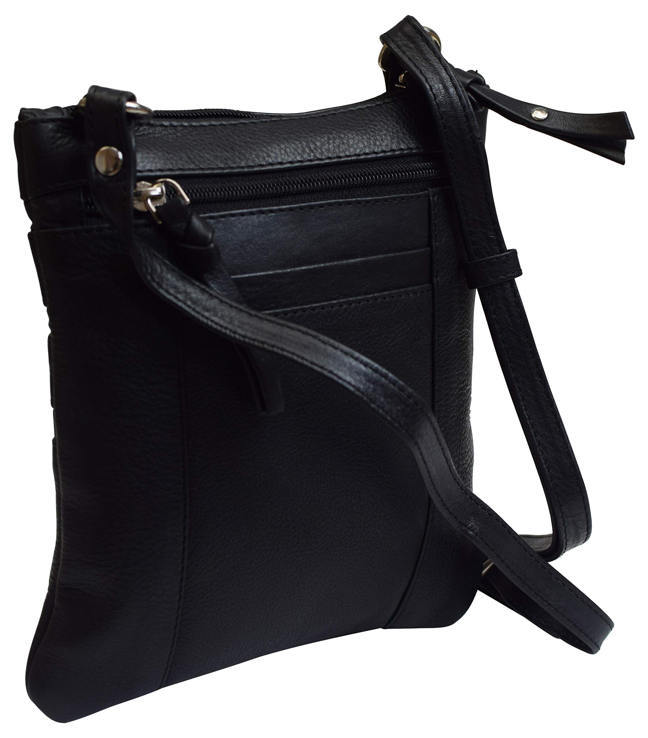 Women's Purse Crossbody Handbag Premium Genuine Leather Shoulder Bag Luxury Gift for Ladies (Black)