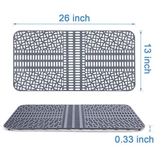 JUSTOGO Sink Protectors for Kitchen Sink,Silicone Sink Mat Grid Accessory 26 "x 13 ",1 PCS Non-slip Grey Sink Mats for Bottom of Kitchen Farmhouse Stainless Steel Porcelain Sink