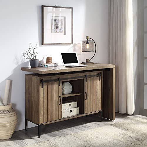 L Shaped Desk w/USB 360° Rotating Rustic Home Office Computer Desk Large Writing Gaming Table Workstation with Storage File Cabinet, Oak Finish, 55" L x 52" W x 36" H