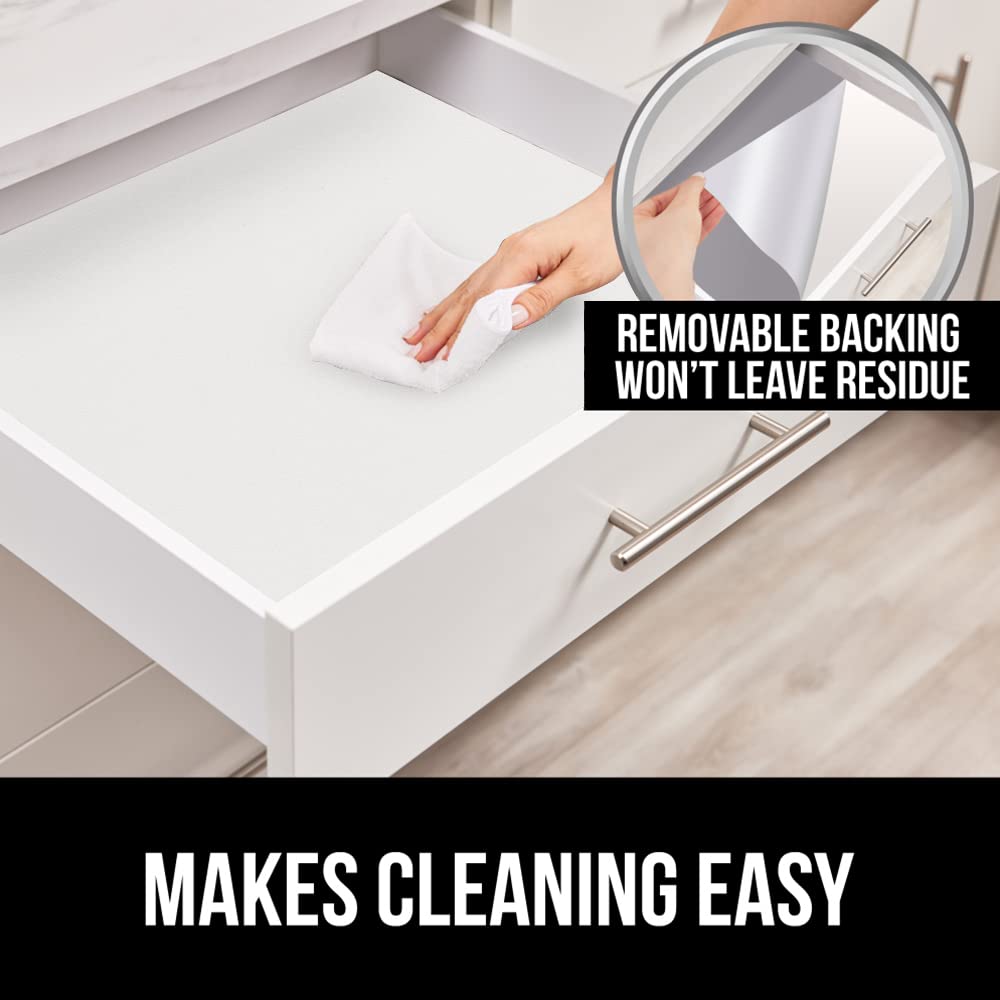 Gorilla Grip Ribbed Drawer Liner and Adhesive Removable Liner, Ribbed Liner Size 12x20, Waterproof Liner for Drawers, Adhesive Liner Size 17.5x20, Book Cover, Both in Clear, 2 Item Bundle
