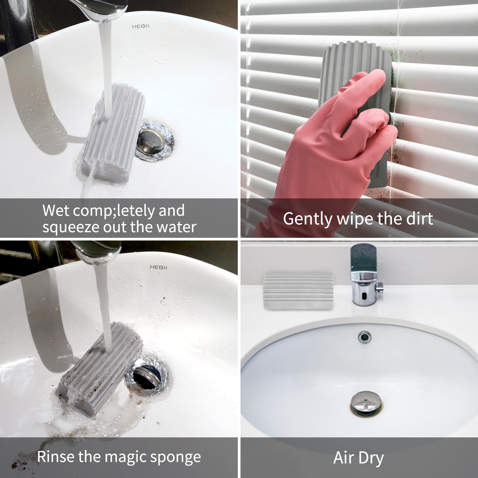 Damp Duster and Dusting Rag Towel with Strong Dust Trap Capacity and Water Absorption, Magical Dust Cleaning Sponge 4-Pack
